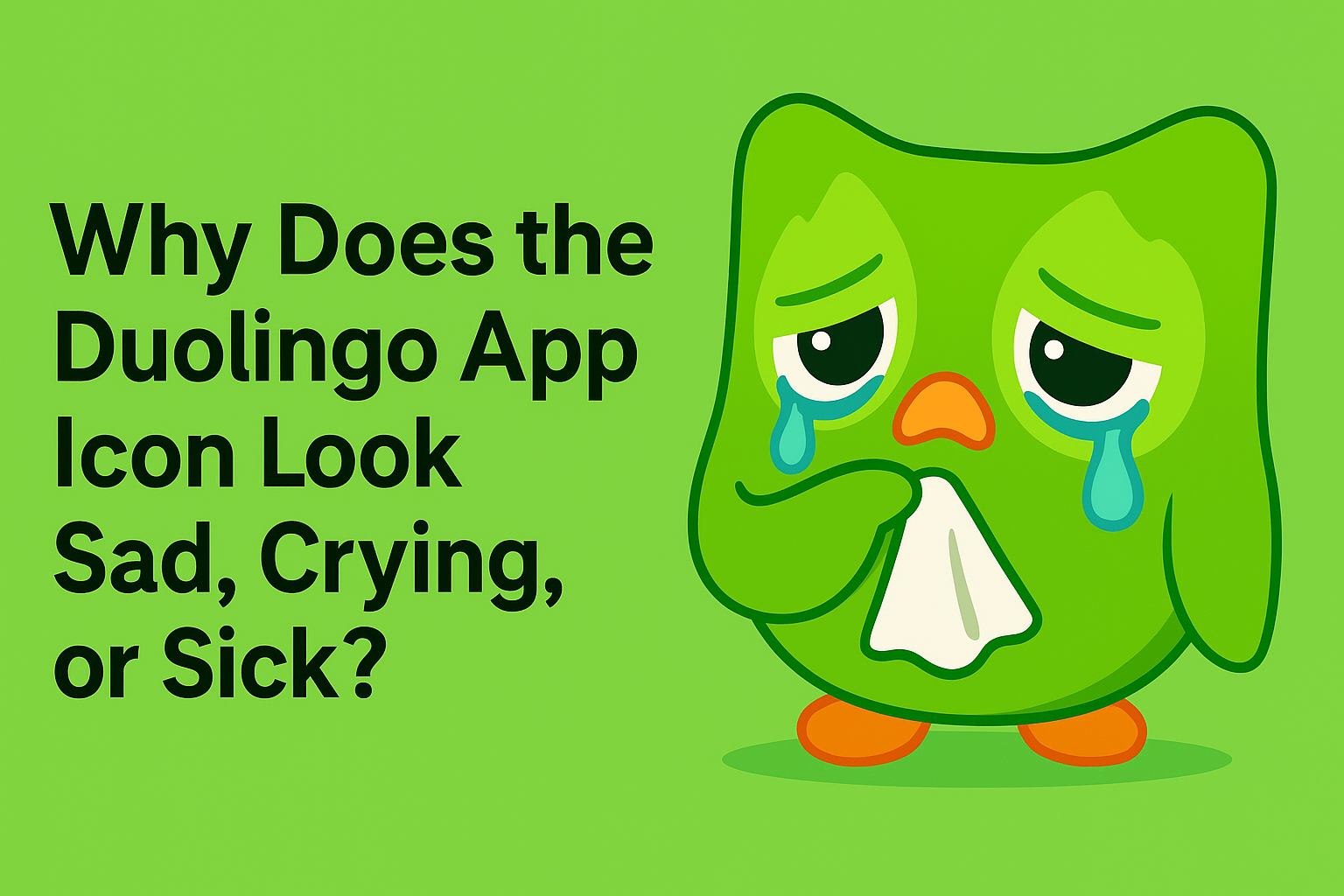 Why Does the Duolingo App Icon Look sad, crying, or sick?